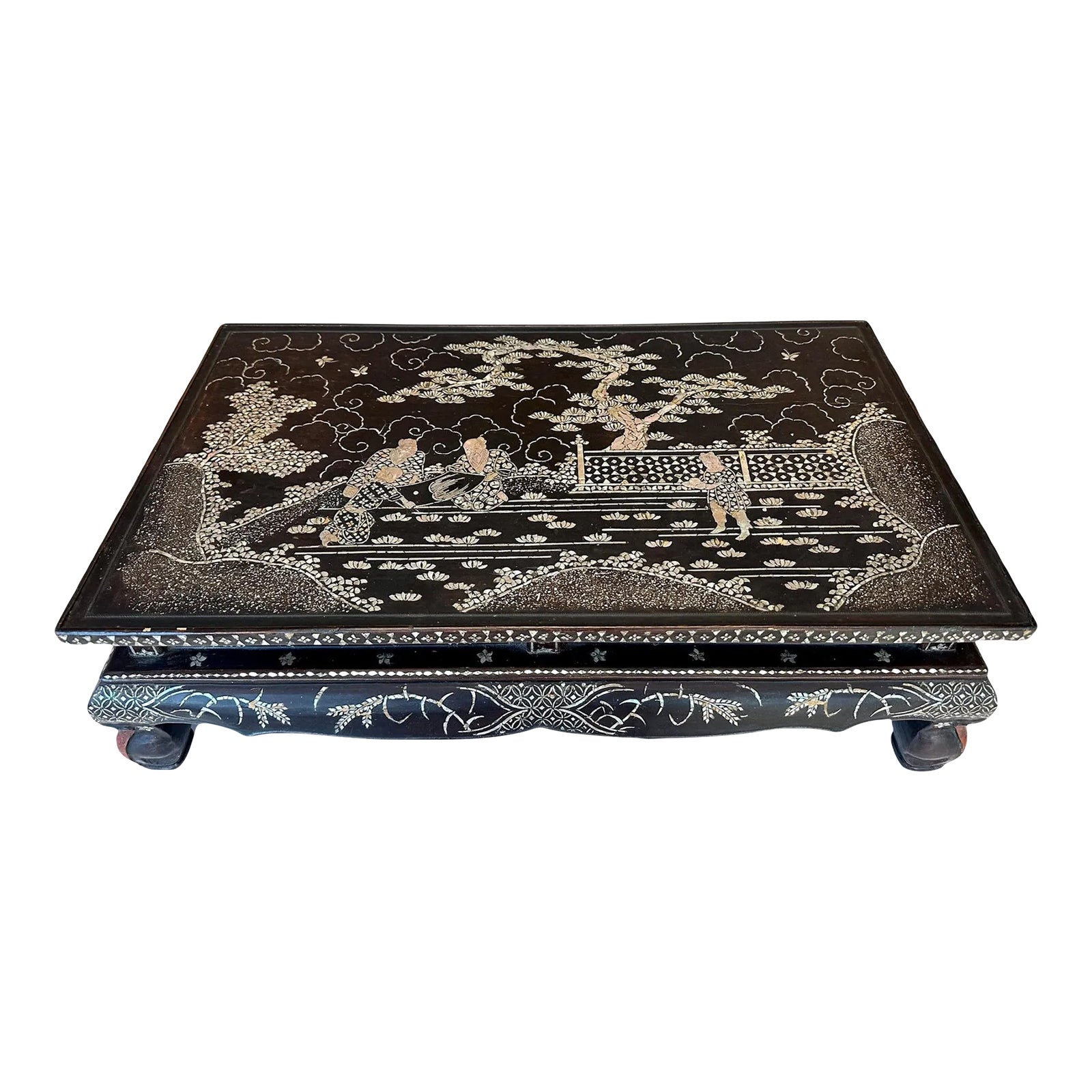 Antique Japanese Lacquer and Inlay Kang Table from Ryukyu Island | Chairish