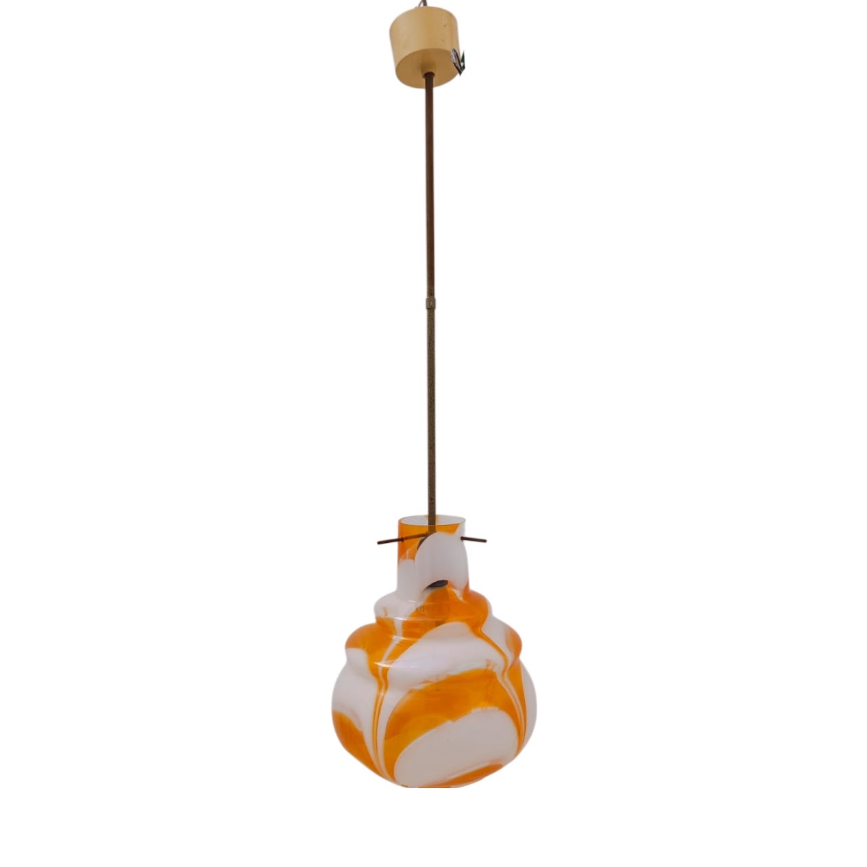 Vintage Space Age White and Orange Murano Glass Pendant Light by Carlo ...