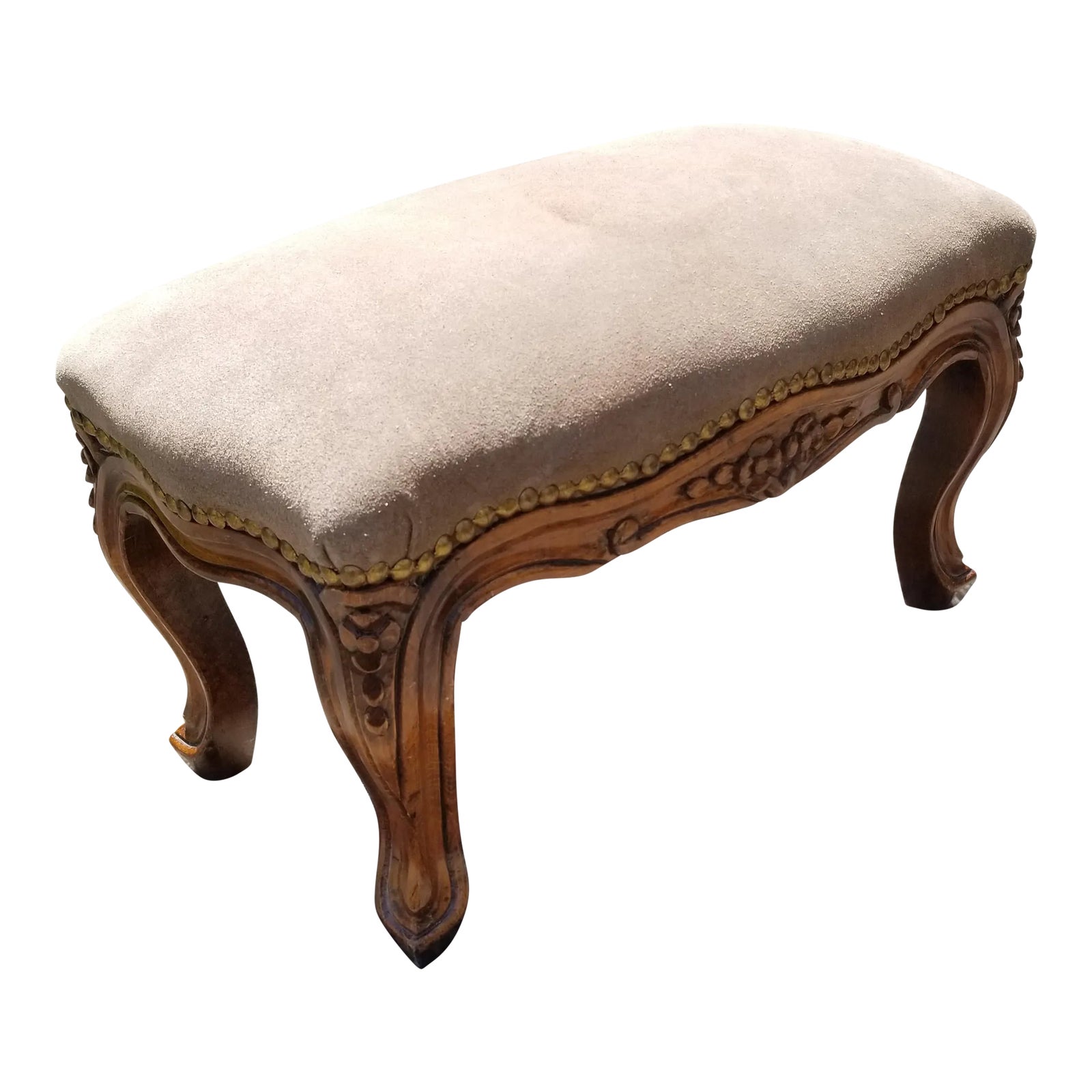 1980s Small Italian Footstool With Taupe Ultrasuede | Chairish