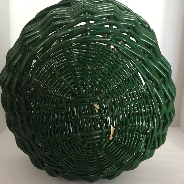 Vintage Green Wicker Basket | Chairish