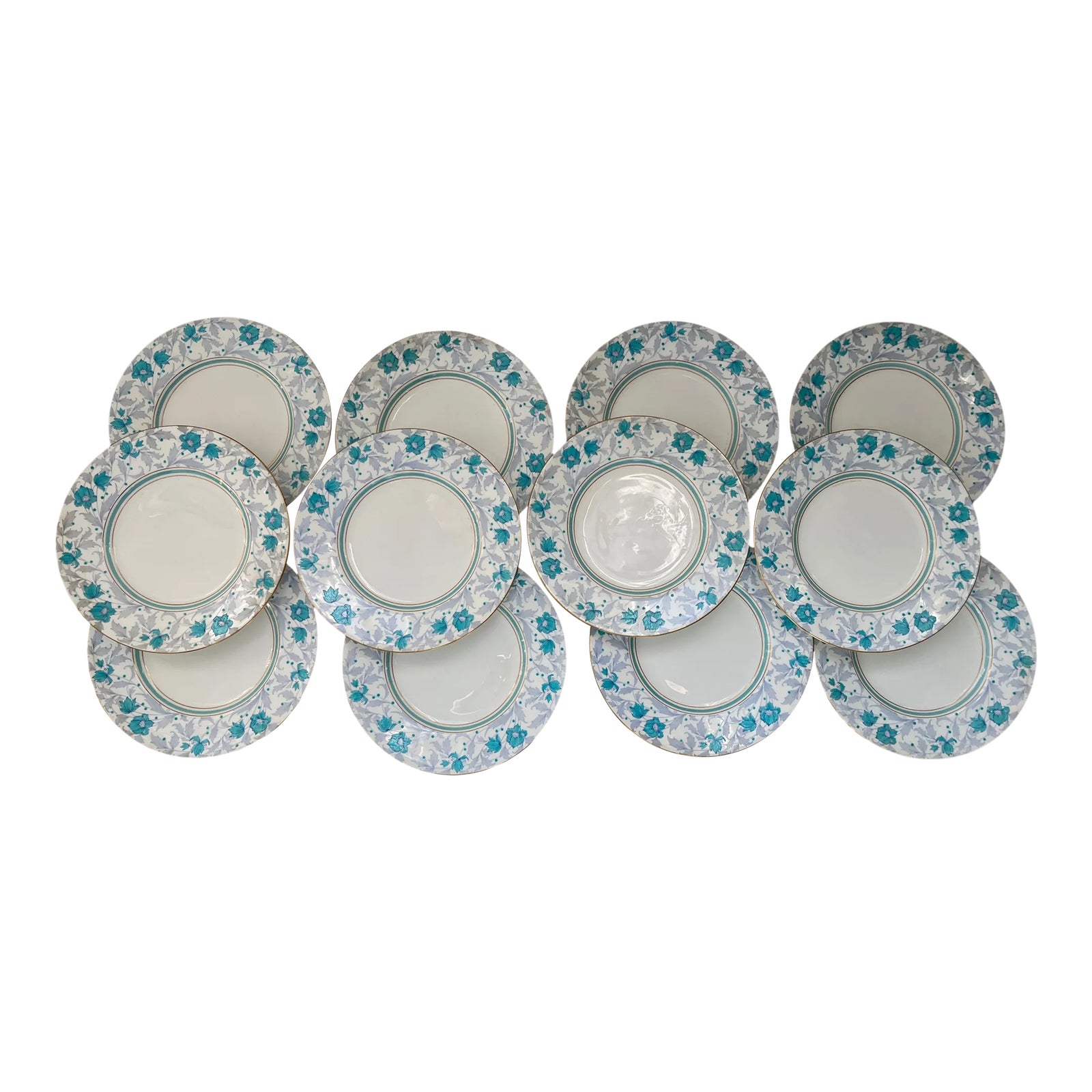 Early 20th Century Minton Porcelain Dinner Plates in a Light Blue ...