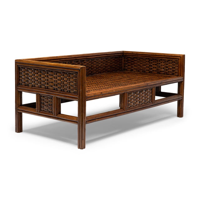 Mid-Century Chinese Woven Bamboo Daybed | Chairish