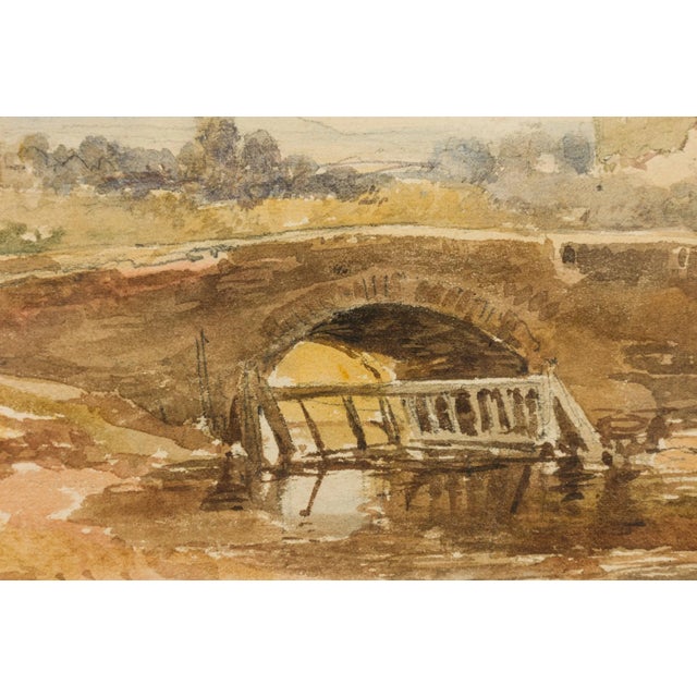English Victorian Genre Scene Depicting a Small Bridge and River | Chairish