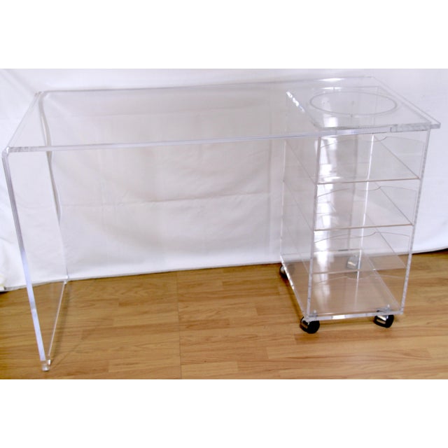 Late 20th Century Modern Transparent Lucite Desk With Adjustable Drawer ...