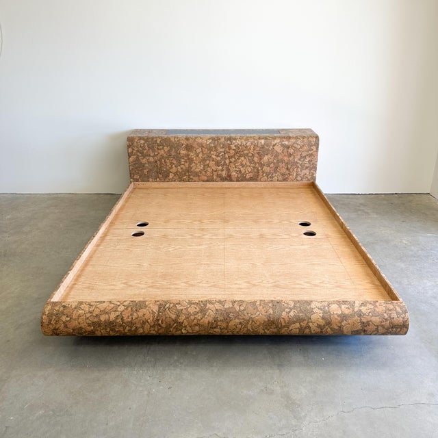 1970s Vintage California King Cork Platform Bed & Headboard | Chairish