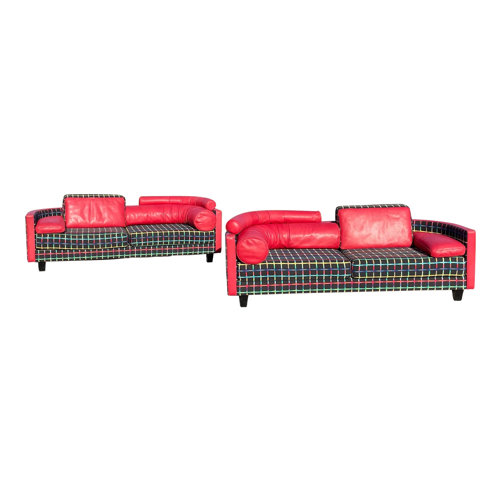 Postmodern Italian Molto + Di Maroon Leather Sofas by Ammannati ...