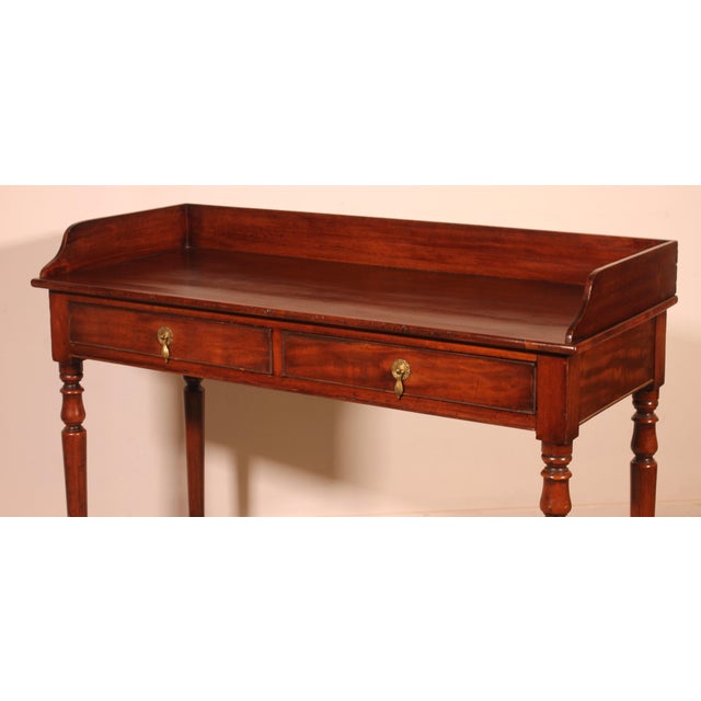Small Writing Table with Two Drawers in Mahogany | Chairish