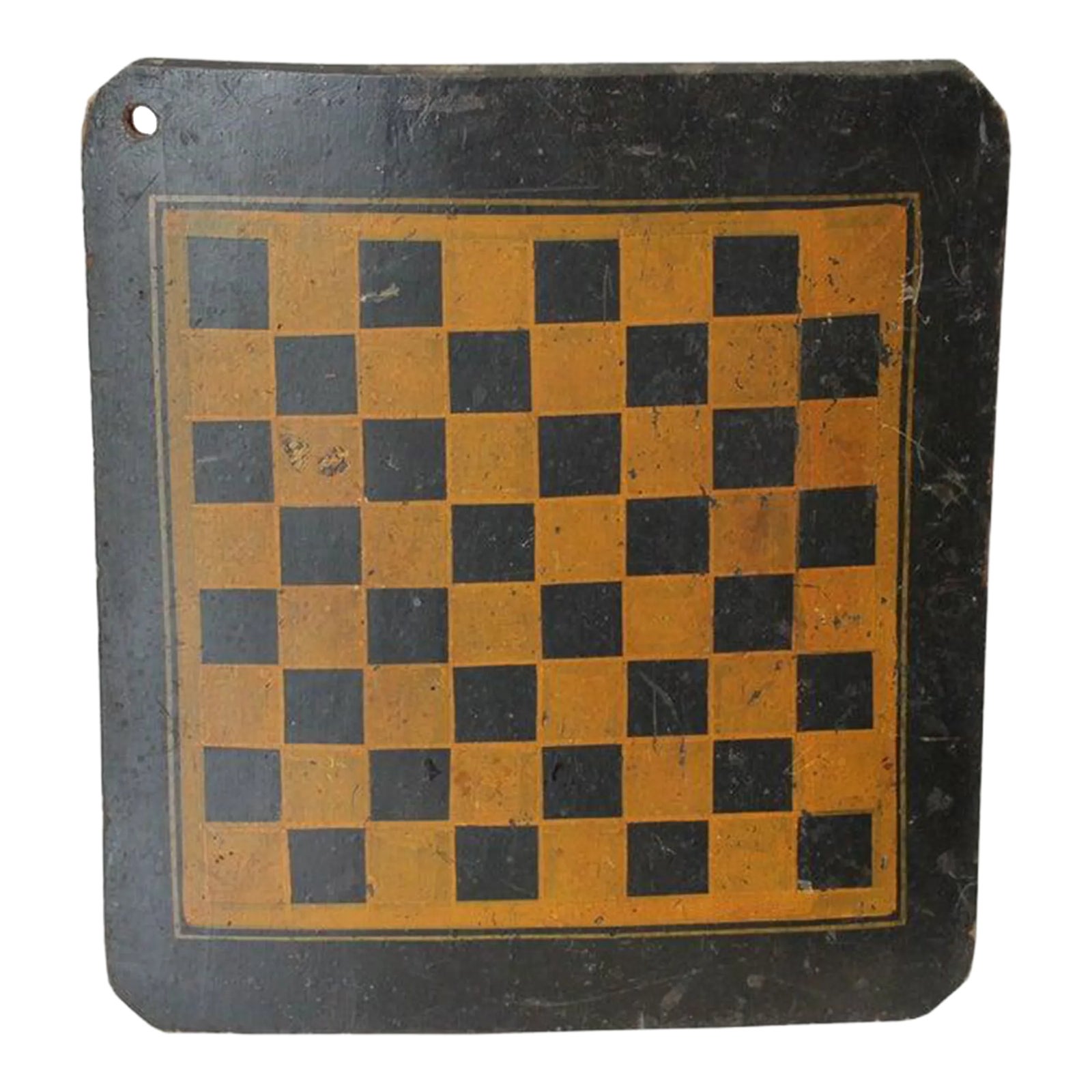 19th Century Original Painted Checkers Game Board | Chairish