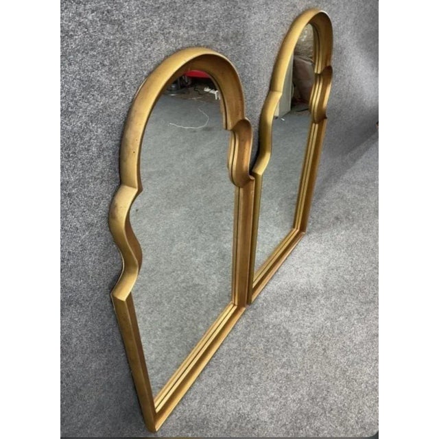 Pair of 1960’s Hollywood Regency Gold Keyhole Mirrors | Chairish