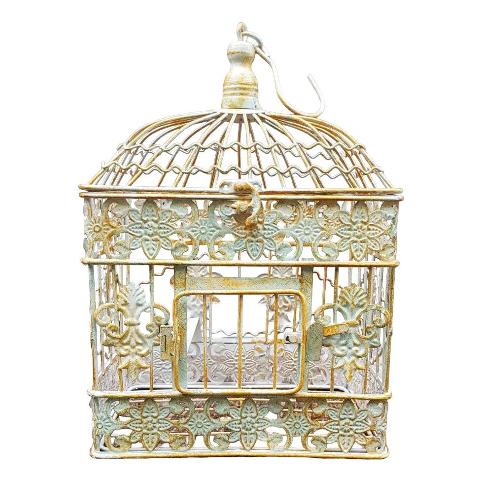 Small French Square Metal Bird Cage | Chairish