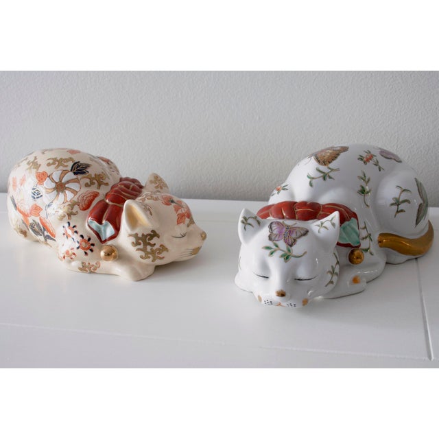 Vintage Japanese Imari Nemuri-Neko Gold Floral Sleeping Cats - Set of 2 ...