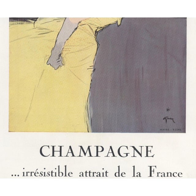 1950 Mid-Century French Advertisement Print for Champagne, by Gruau ...