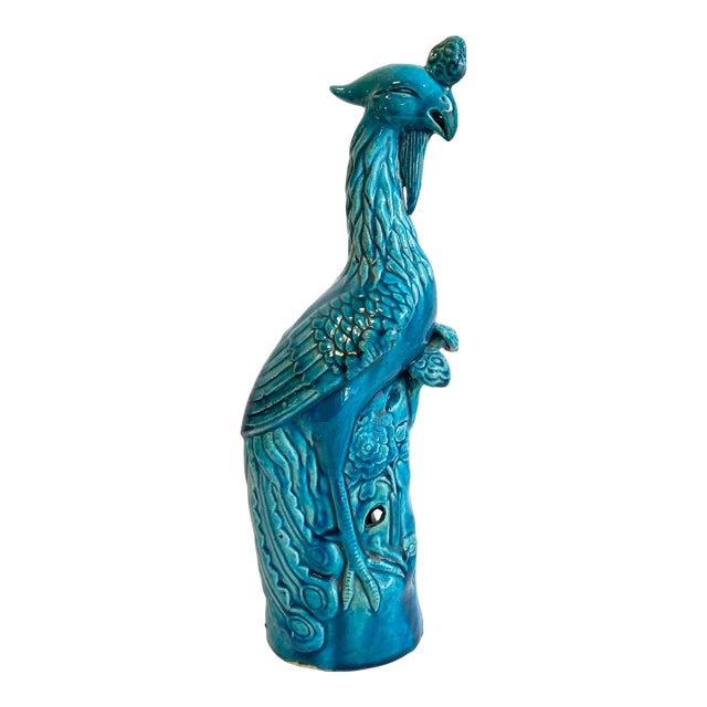 Chinese Phoenix Statue Turquoise Glaze Bird Vintage | Chairish