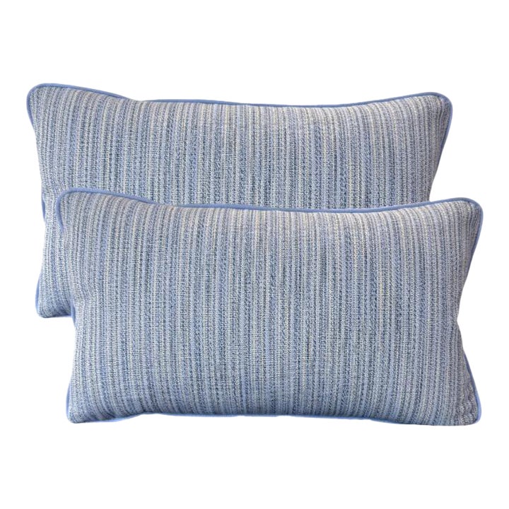 Periwinkle Outdoor Perennials Lumbar Pillows | Chairish
