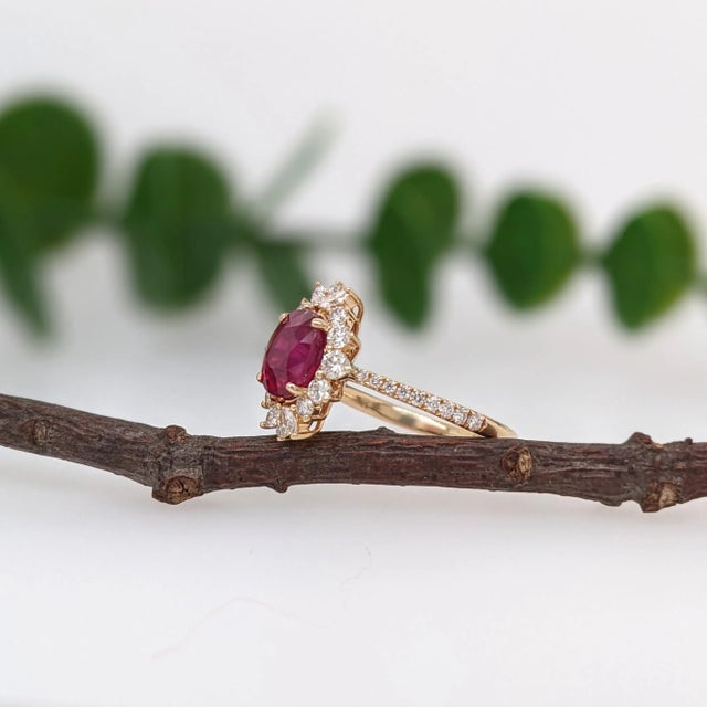 1.7ct Madagascar Ruby Ring W Earth Mined Diamonds in Solid 14k Gold Size 6.75 | Chairish
