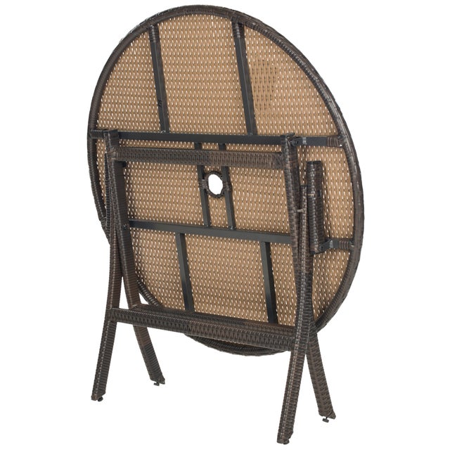 Outdoor Round Folding Table in Brown | Chairish