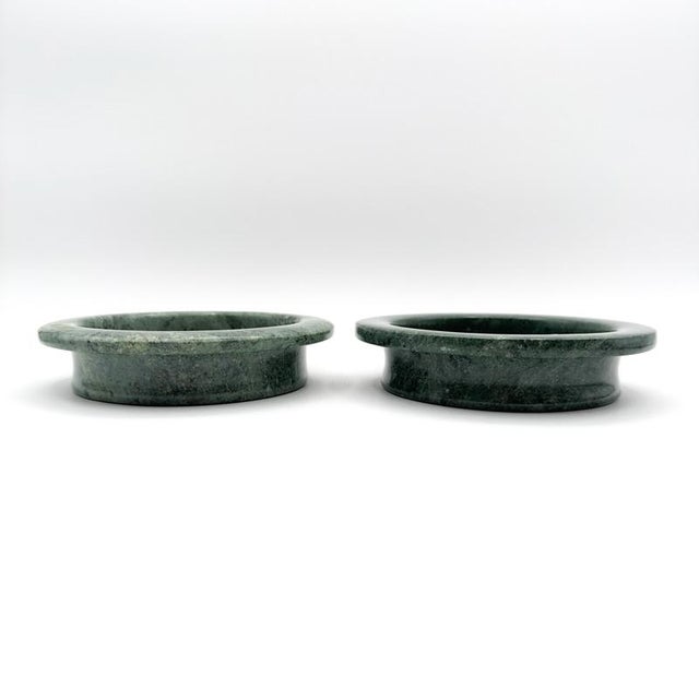 Vintage 1980s Green Marble Wine Bottle Coasters- a Pair | Chairish