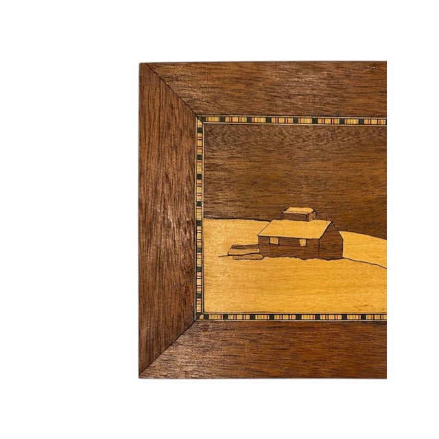 Vintage Petite Marquetry Landscape Art Wall Panel | Chairish