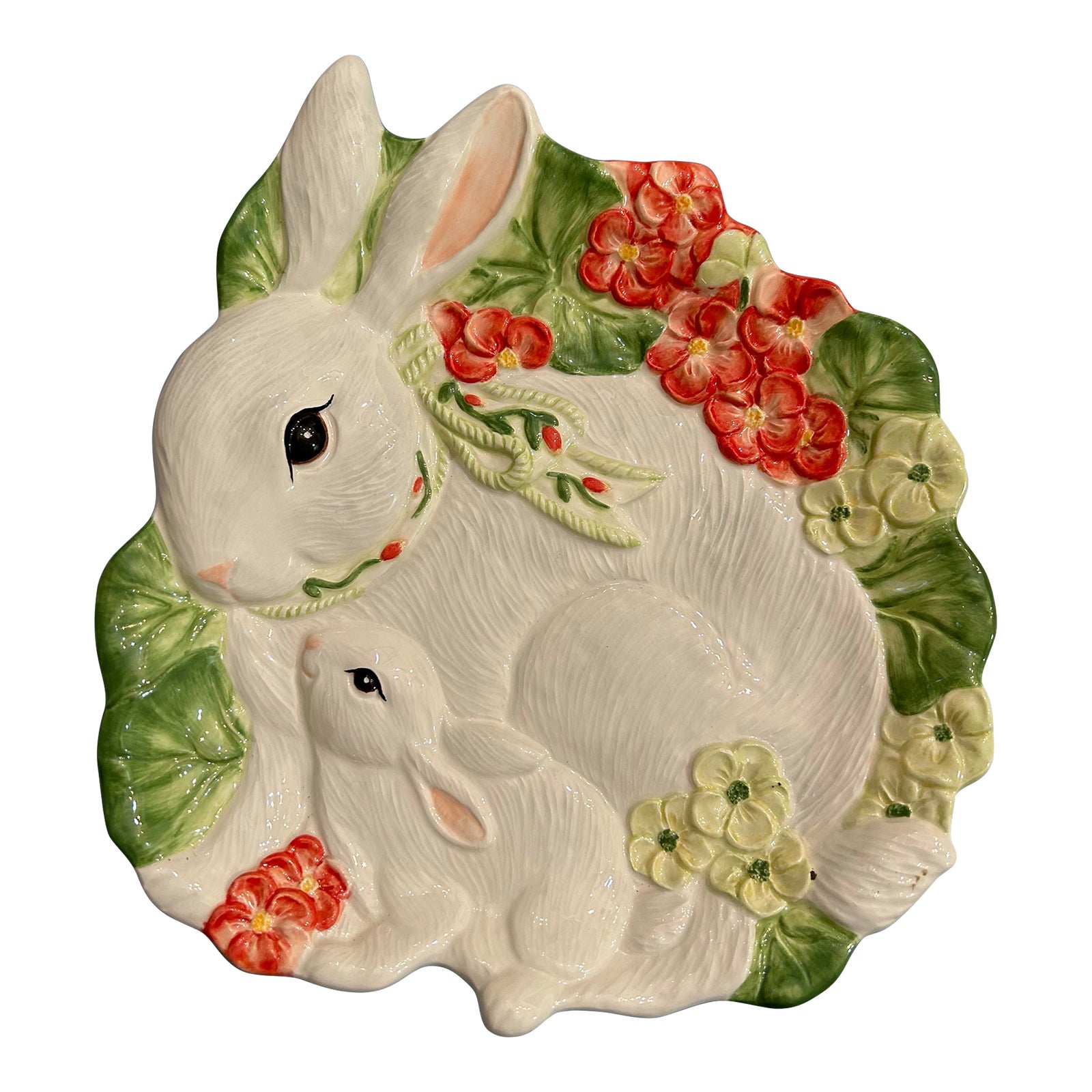 2007-2008 Fitz and Floyd “Geranium Rabbit” Canapé Plate | Chairish