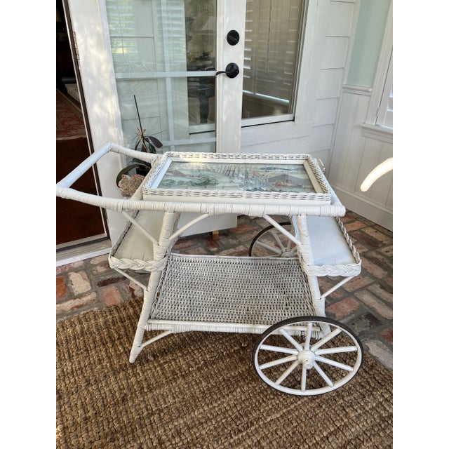 Wicker Cart With Removable Tray | Chairish