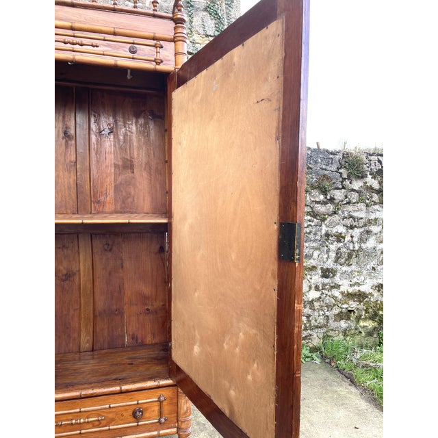 Antique British Colonial Style Faux Bamboo Wardrobe | Chairish