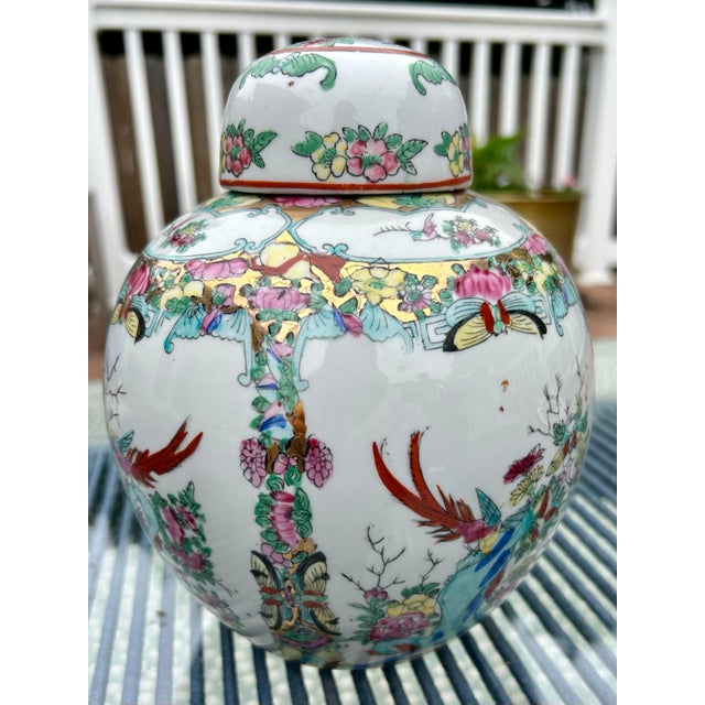 Vintage Chinese Rose Canton Ginger Jar | Chairish