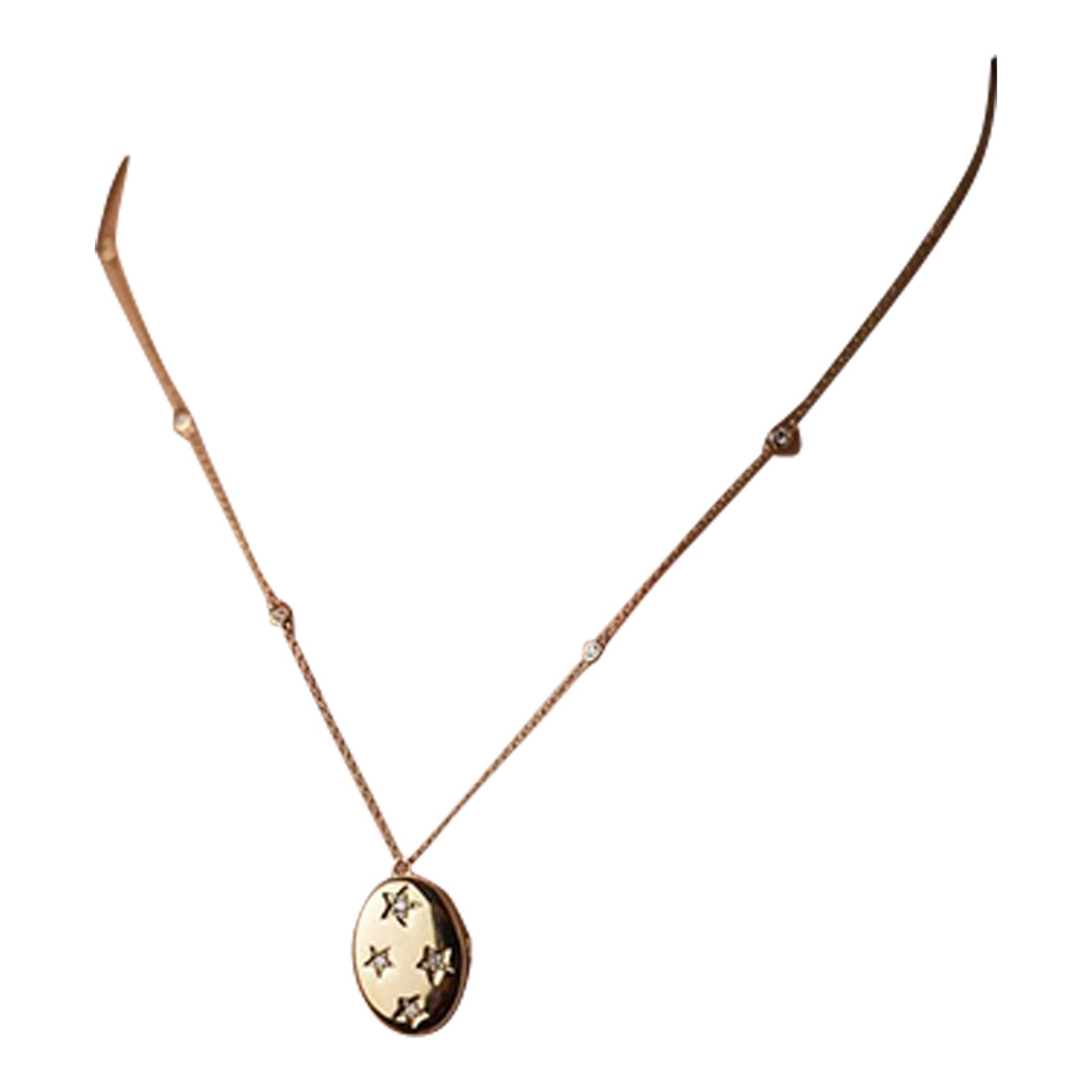 Openable Locket Necklace 14k Solid Gold Diamond Necklace | Chairish