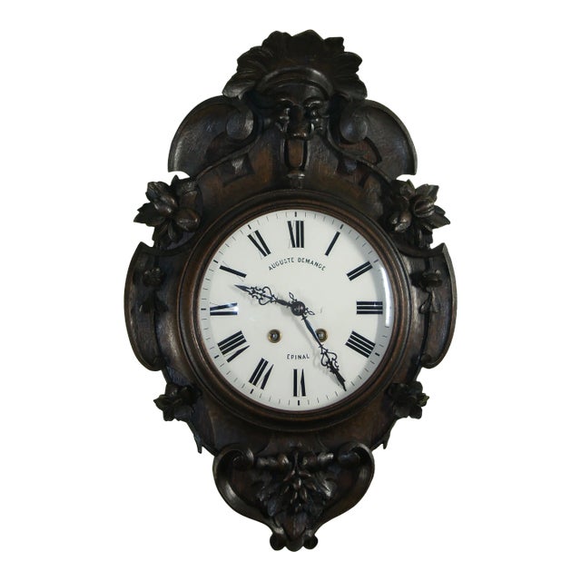 1860-1889 Grand French Carved Wooden Clock Cartel by Samuel Marti & Cie ...