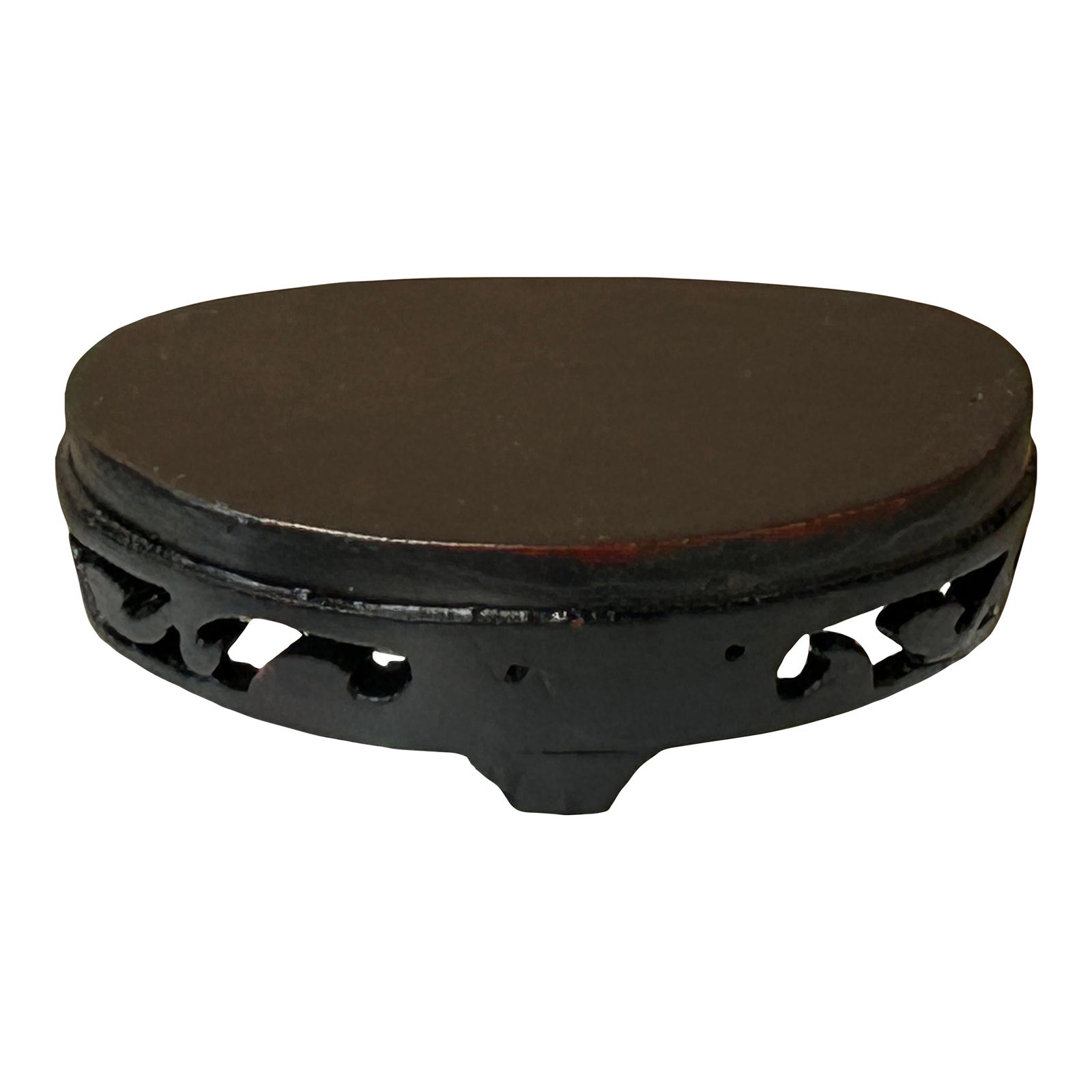 3" Black Wood Uneven Oval Shape Display Stand Riser Easel | Chairish