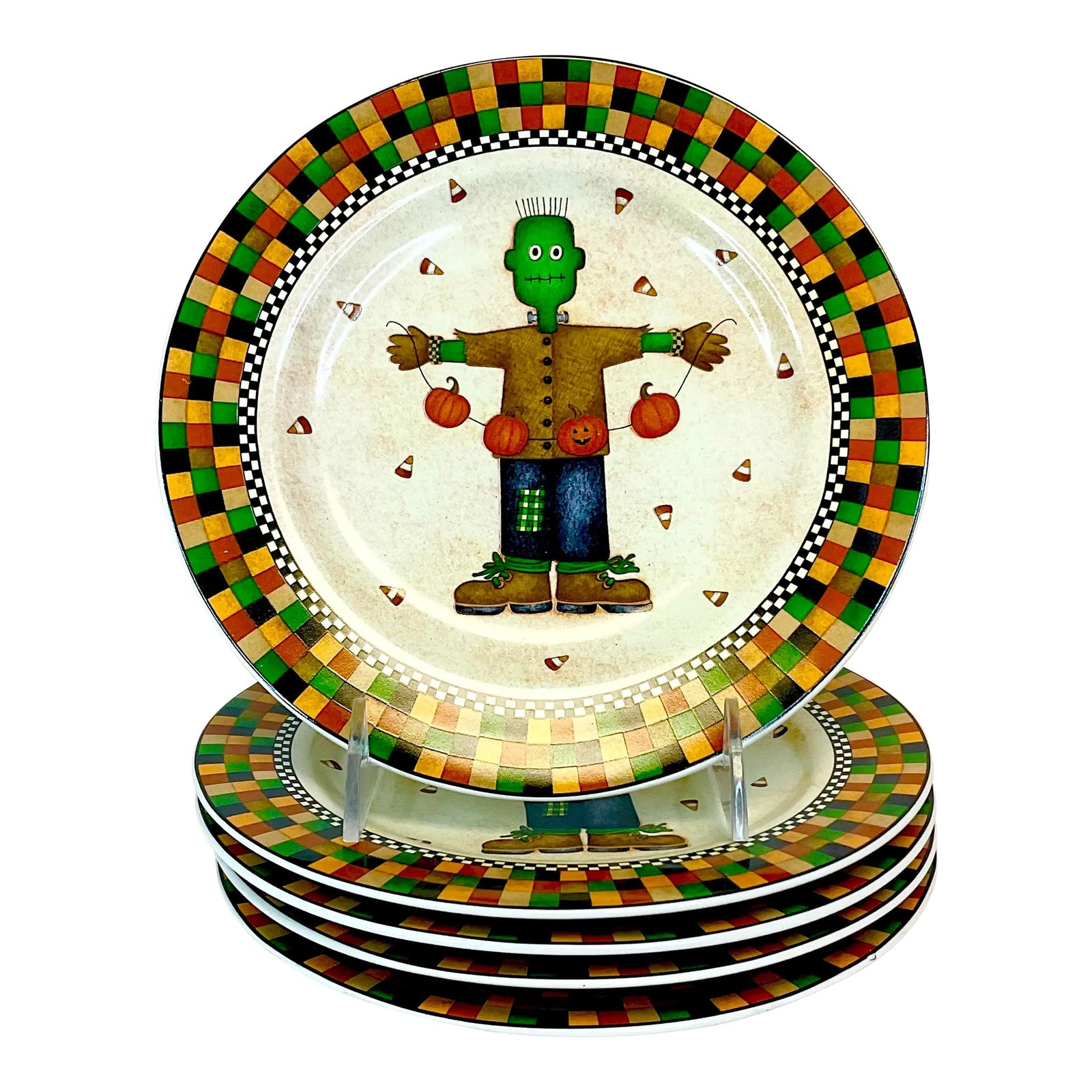 1990s Vintage Boho Chic Halloween Frankenstein Salad Plates - Set of 5 ...