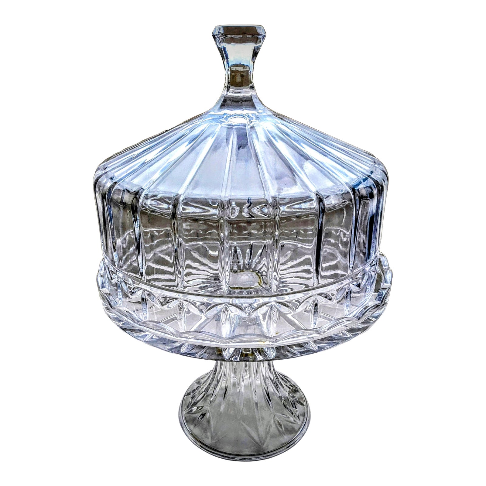 Olympia by Godinger Heavy Cut Crystal Tall Domed Pedestal Cake Stand ...