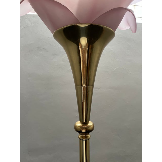 Vintage Rougier Style Acrylic Flower Brass Floor Lamp | Chairish