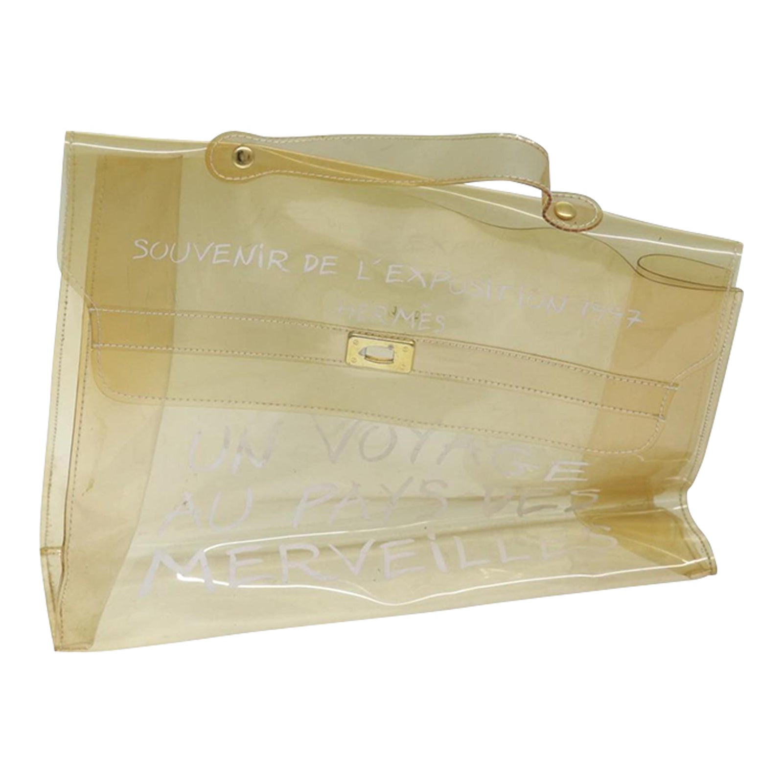 Hermes Vinyl Kelly Hand Bag Vinyl Clear Auth 75613 | Chairish