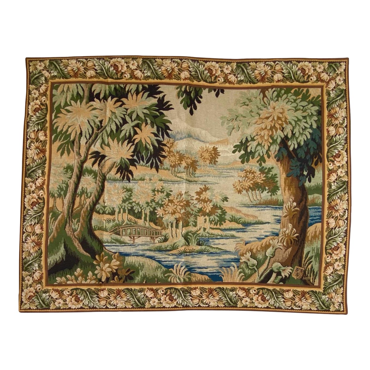Vintage French “La Foret De Marly” Woven Jacquard Tapestry by Jules ...