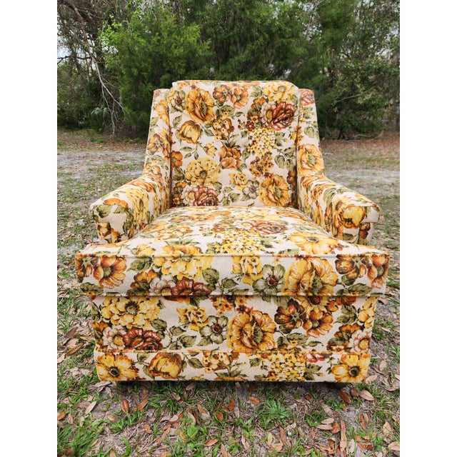 1950s Vintage Flexsteel Floral Upholstered Chair Chairish