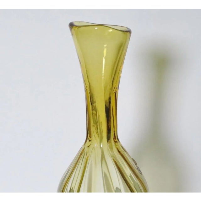 Mid 20th Century Blenko Modern Yellow Art Glass Vase | Chairish