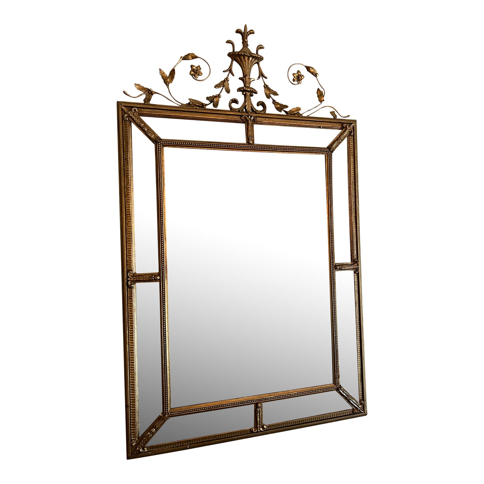 Vintage Adams Style Gold Mirror With Beveled Panels | Chairish