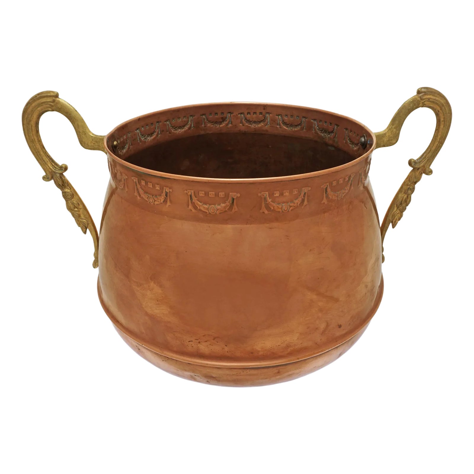 Vintage Jugendstil Copper & Brass Mixed Metal Pot With Brass Handles ...