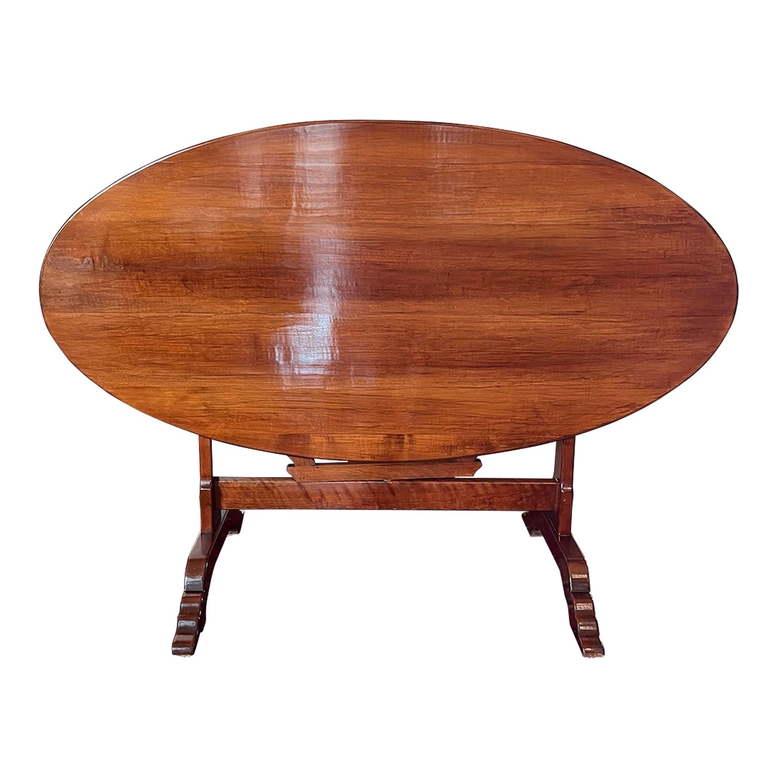 1910s Antique French Provincial Wine Tasting Tilt Top Oval-Shaped Table ...