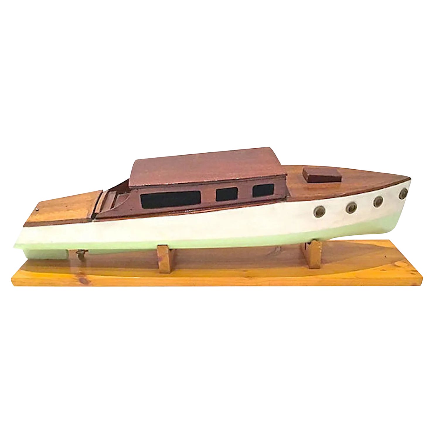 Vintage Nautical Handcrafted Model Speedboat | Chairish