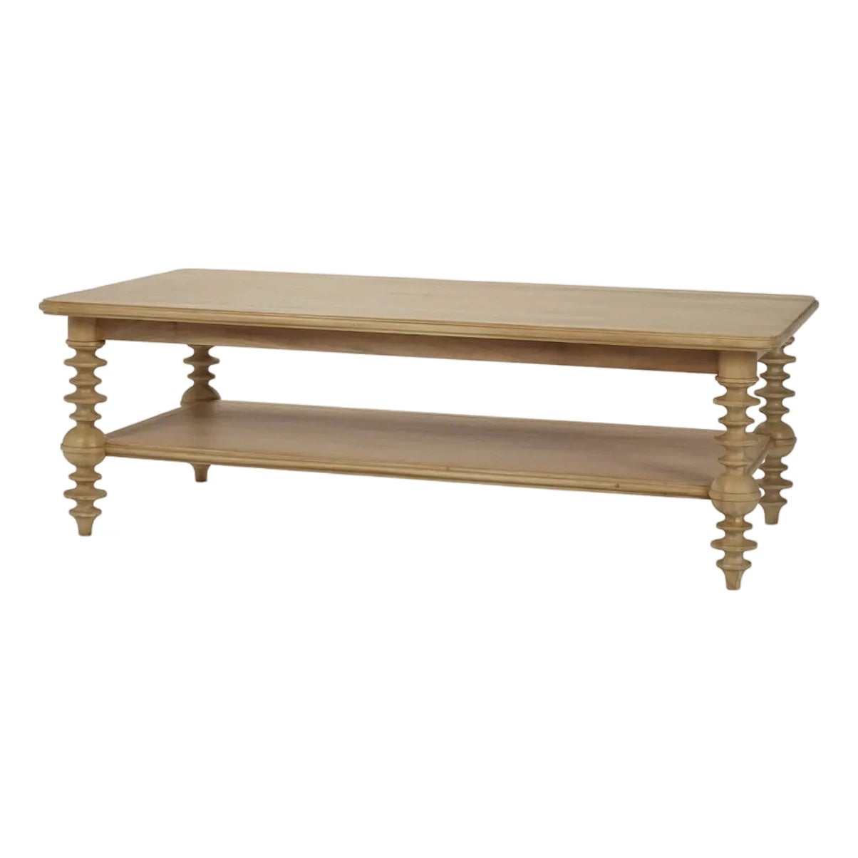 Mid-Century Style Bobbin Leg Coffee Table in Fruitwood Finish | Chairish
