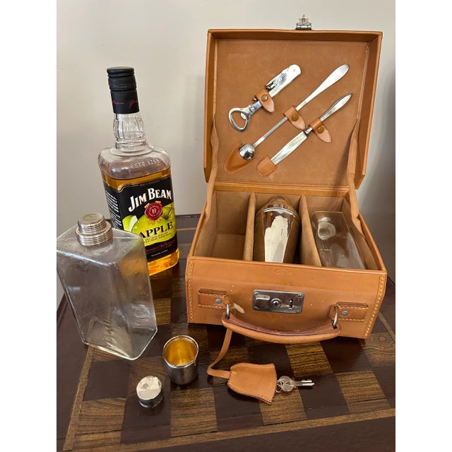 Antique Travel Cocktail Bar Set by Abercrombie & Fitch, Leather Cased ...