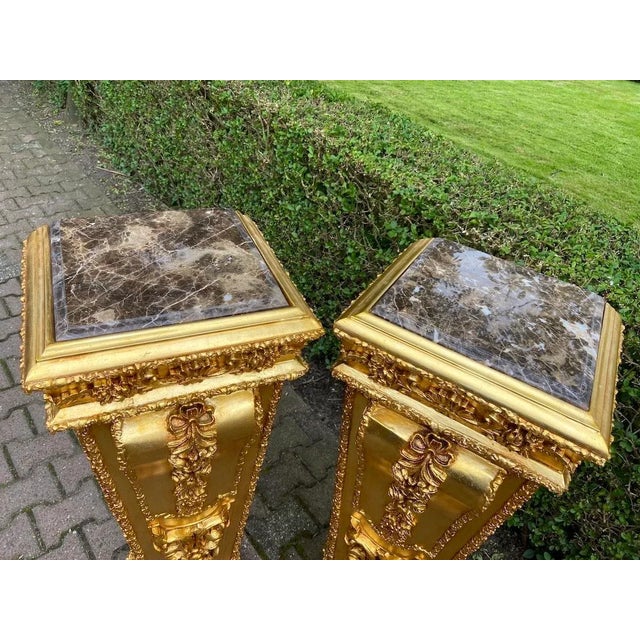 Pair of Vintage 1960s French Louis XVI Style Pedestal Columns in Gold ...
