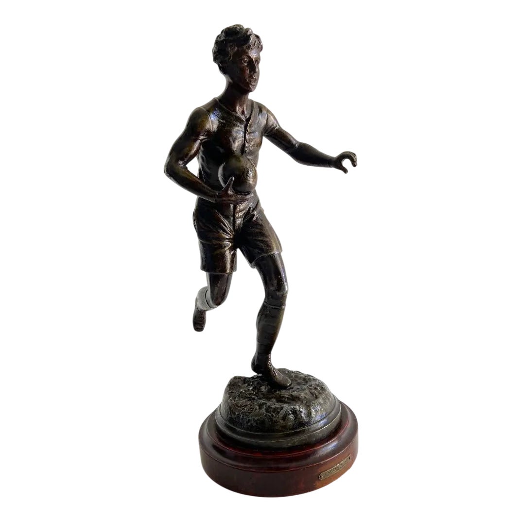 Antique Rugby Sculpture in Regula with Bronze Patina by Guillemin ...