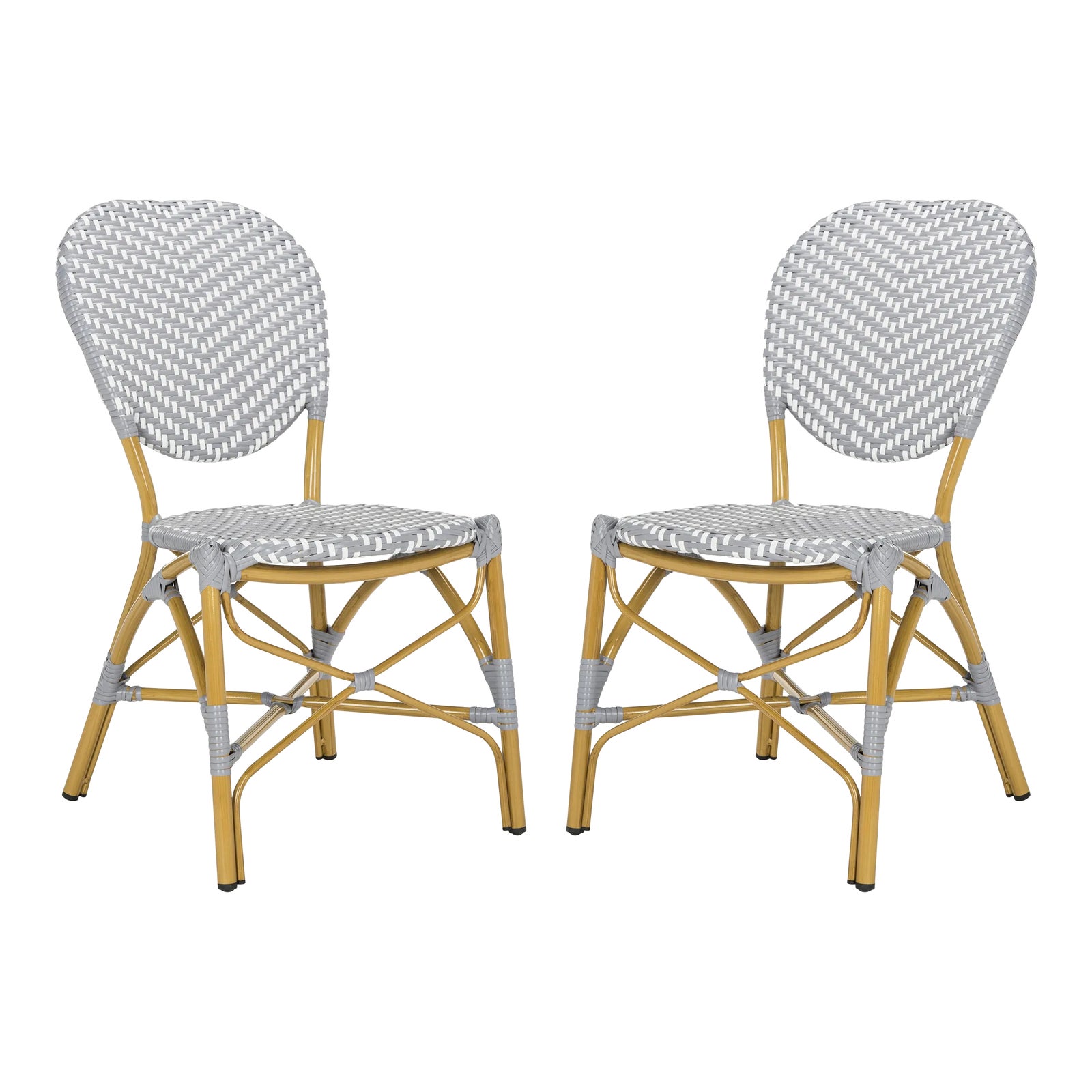 French Bistro Stacking Side Chair in Grey & White - a Pair | Chairish