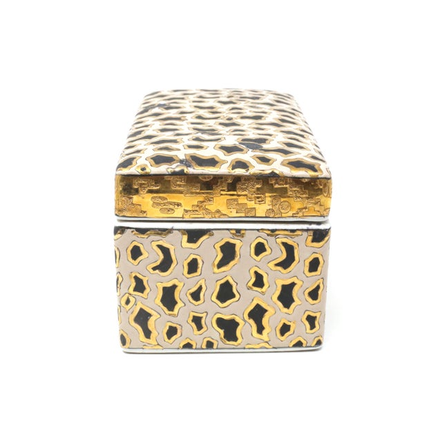 Vintage Hand-Painted Ceramic Gold Leopard Cheetah Pattern Lidded Box ...