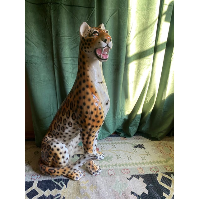 1970s Capodimonte Large Goofy Leopard Statue | Chairish