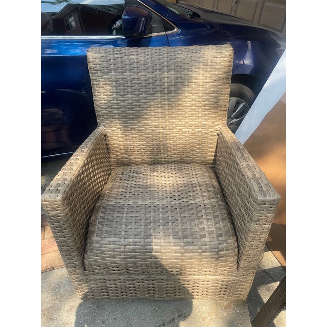 Contemporary Wicker Patio Rocker & Chair, 2 Pieces | Chairish