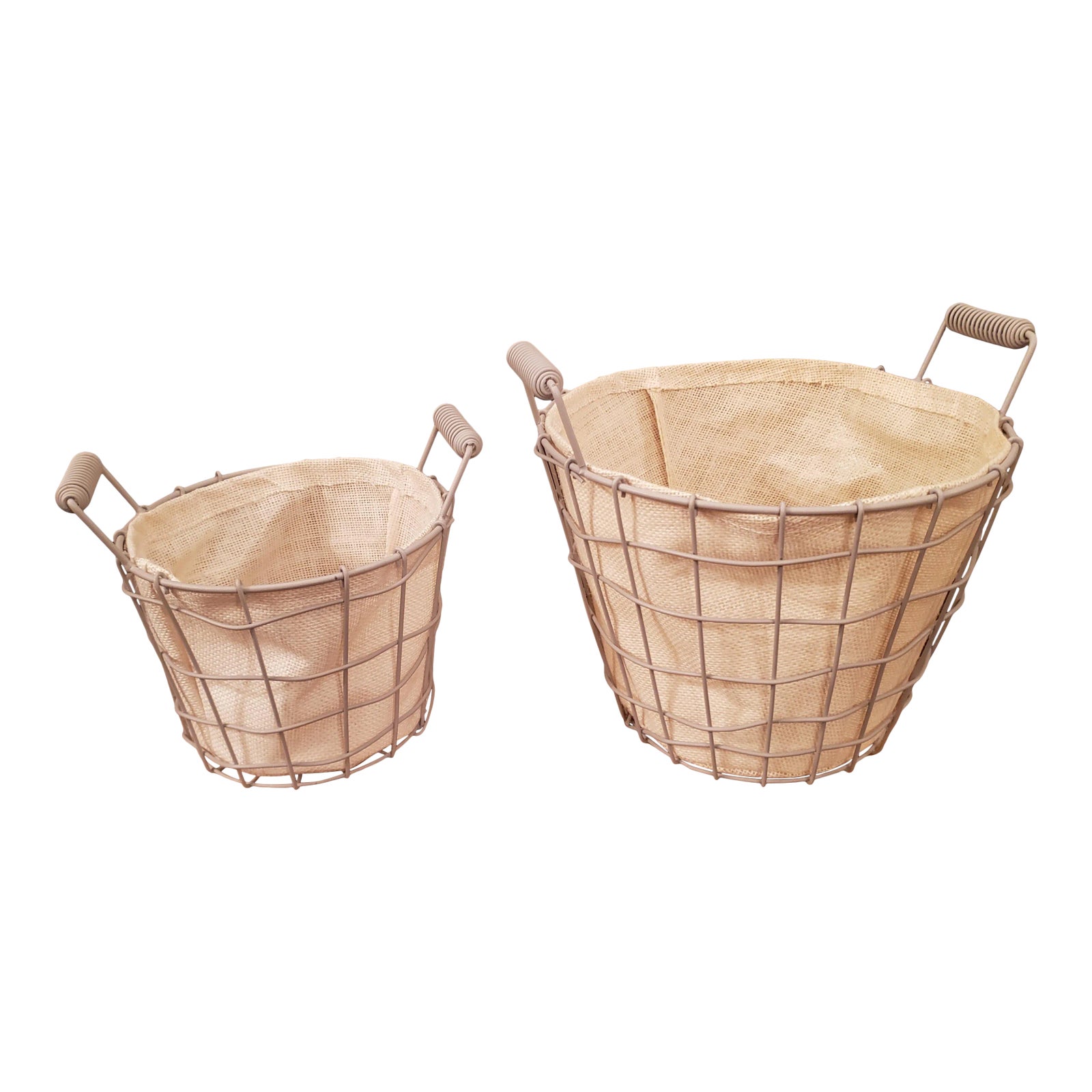 Industrial Style Farmhouse Rustic Wire Baskets - A Pair | Chairish