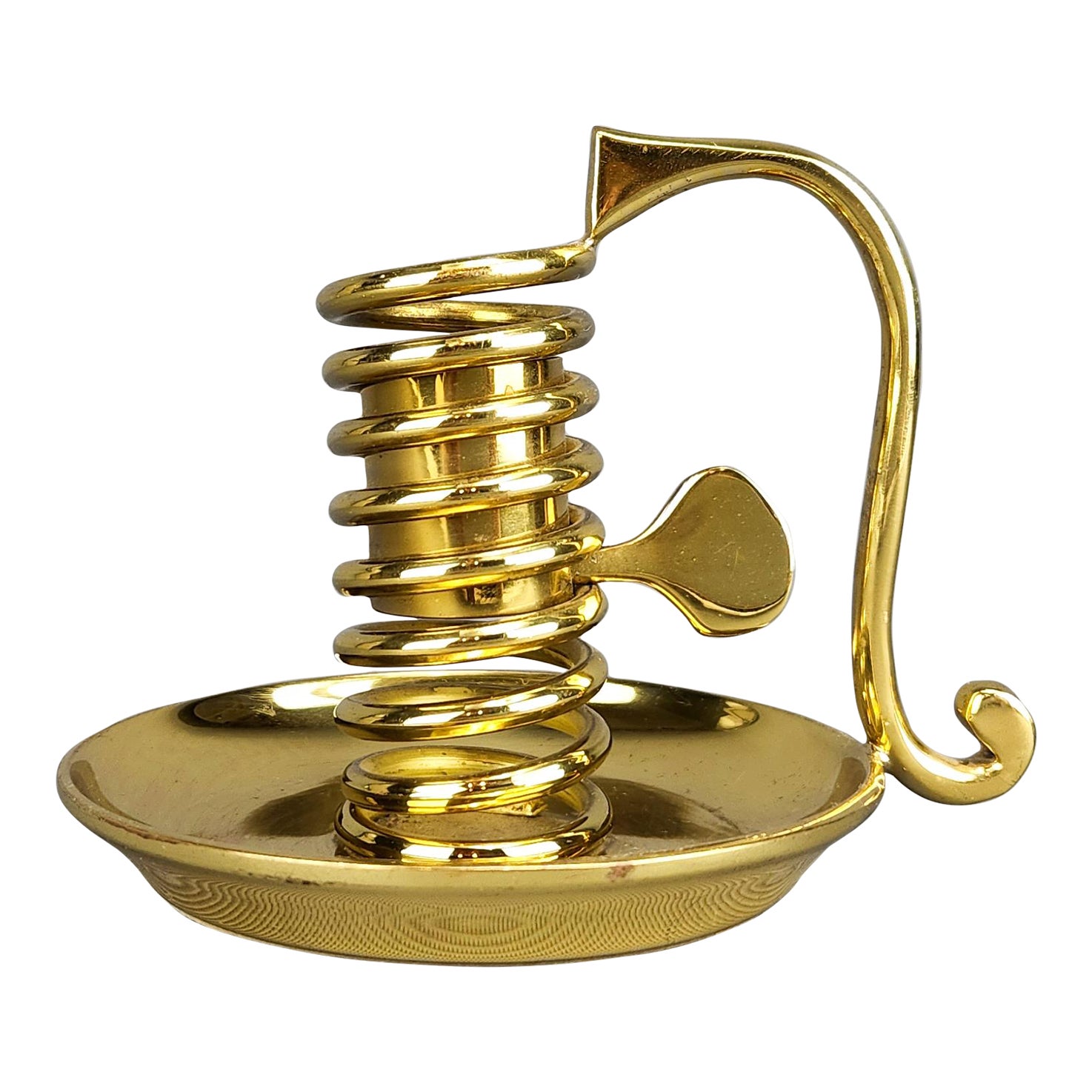 Vintage Brass Adjustable Push Up Candle Holder With Handle | Chairish